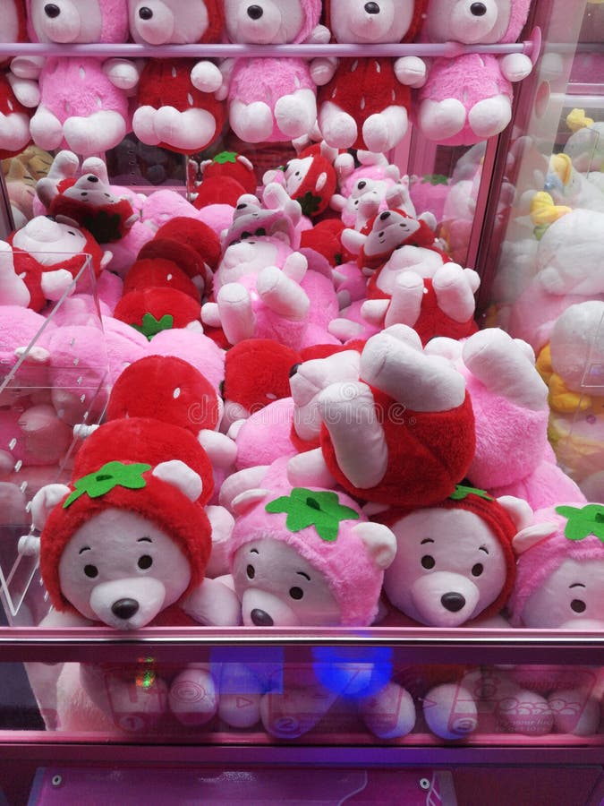 Claw Machine with Strawberry Themed Stuffed Animals. Stock Photo ...