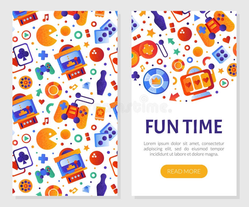 Game and Entertainment Object Web Design with Gamepad, Arcade and Cards ...