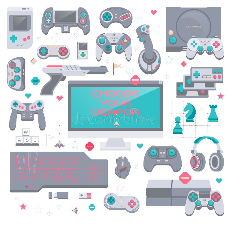 Video game icons set stock vector. Illustration of electronic - 234698414