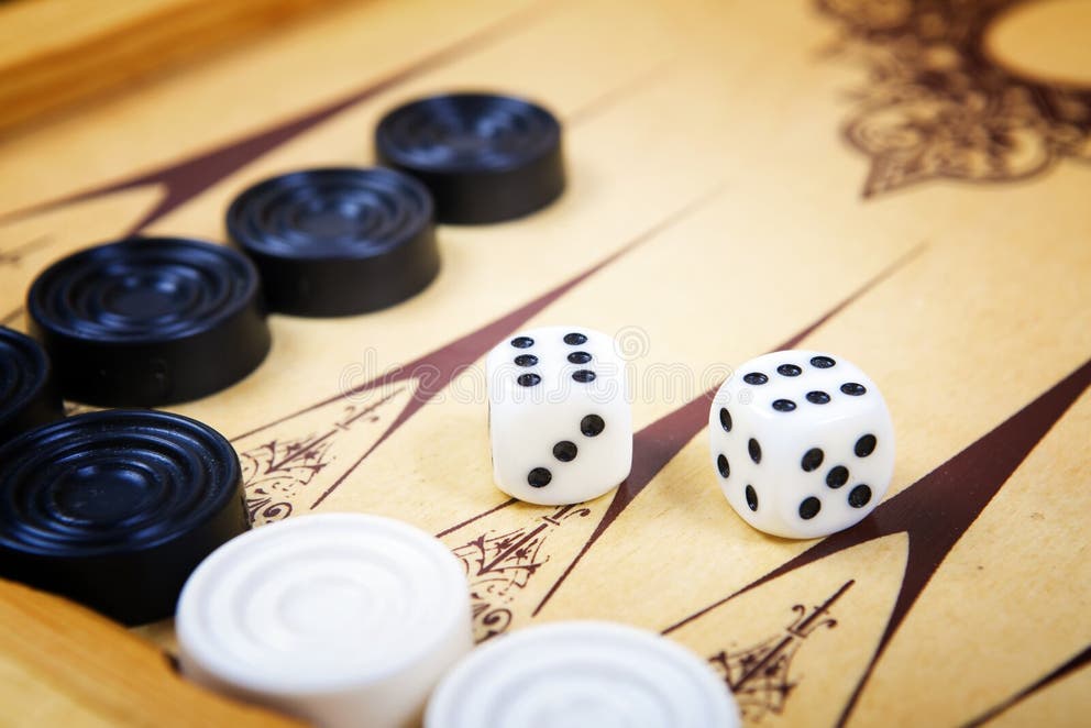 Game Field in a Backgammon with Cubes and Counters. Stock Photo - Image ...