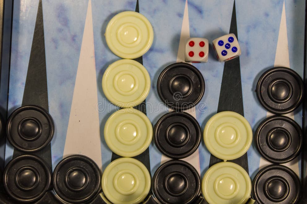 Game Field in a Backgammon with Dice and Checkers Stock Image - Image ...