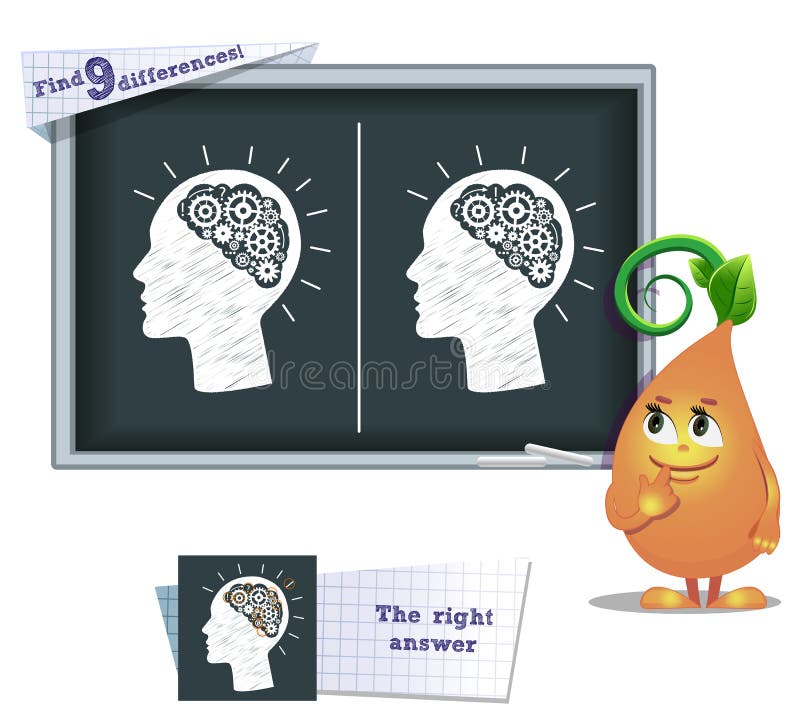 Game Find 9 Differences Brain Stock Illustration - Illustration of ...