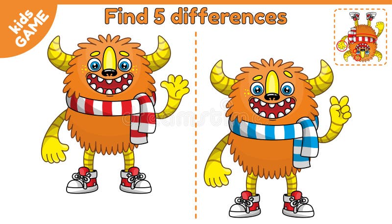 Game Find Differences Cartoon Monster-2 Stock Illustration ...