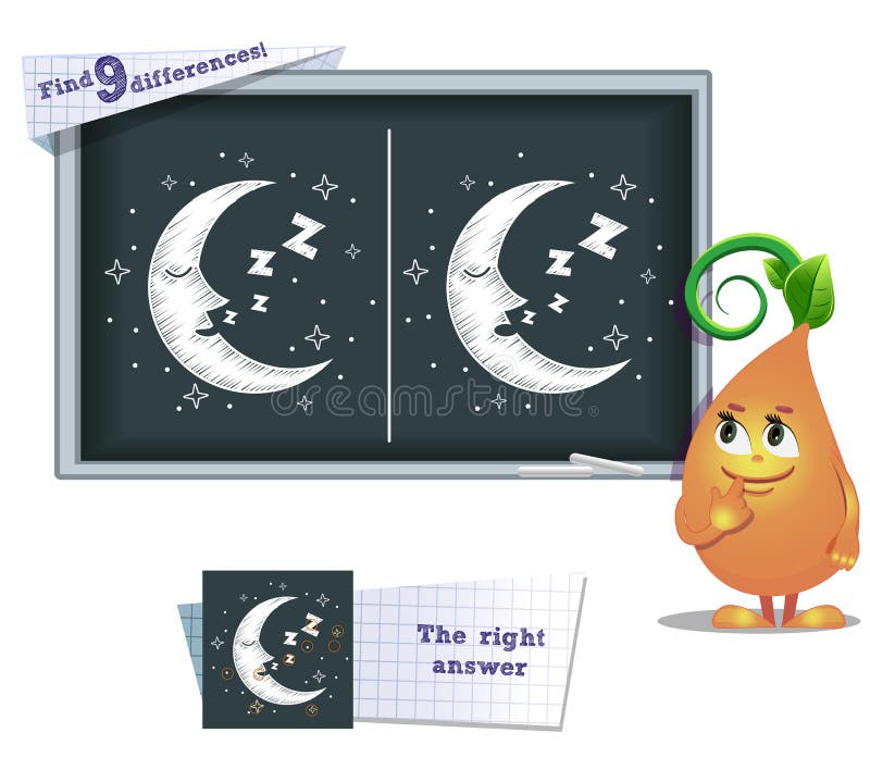 Game Find 9 Differences Moon Stock Illustration - Illustration of logic ...