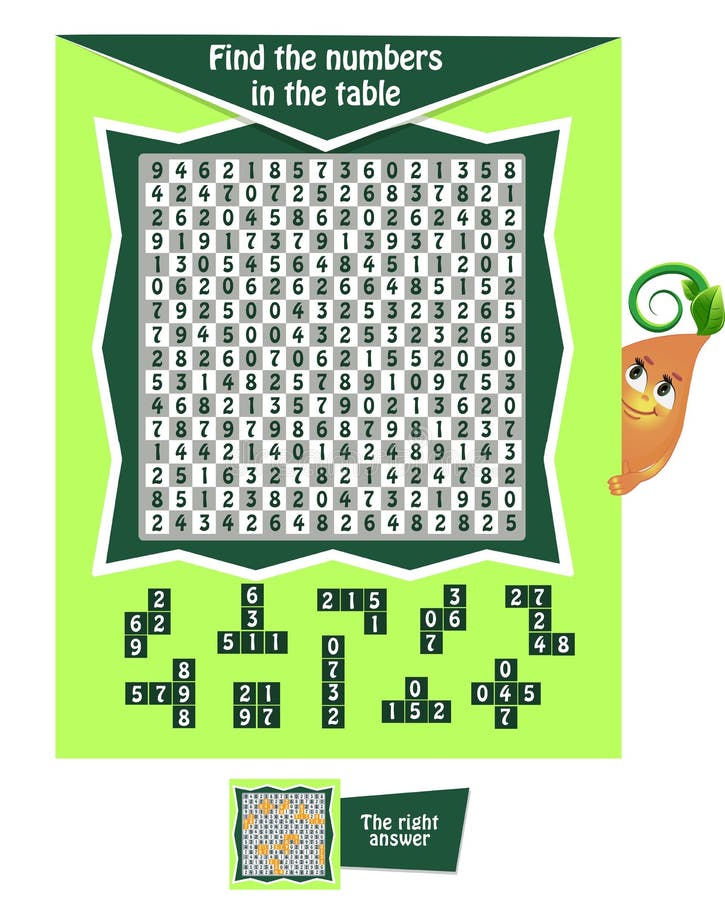Game Find the Numbers in the Table 2 Stock Illustration - Illustration ...