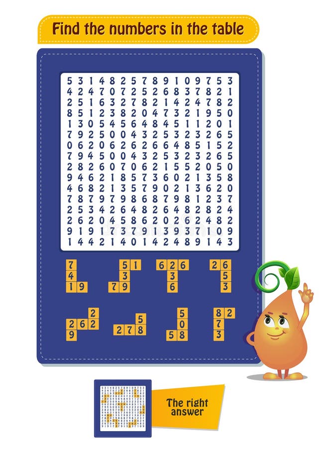 Game Find the Numbers in the Table Stock Illustration - Illustration of ...
