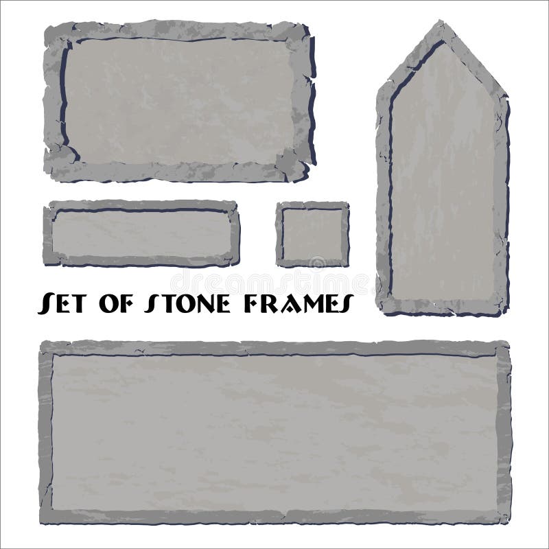 Cracked Stone Frames for Games, Flash. Rock Border Isolated on ...