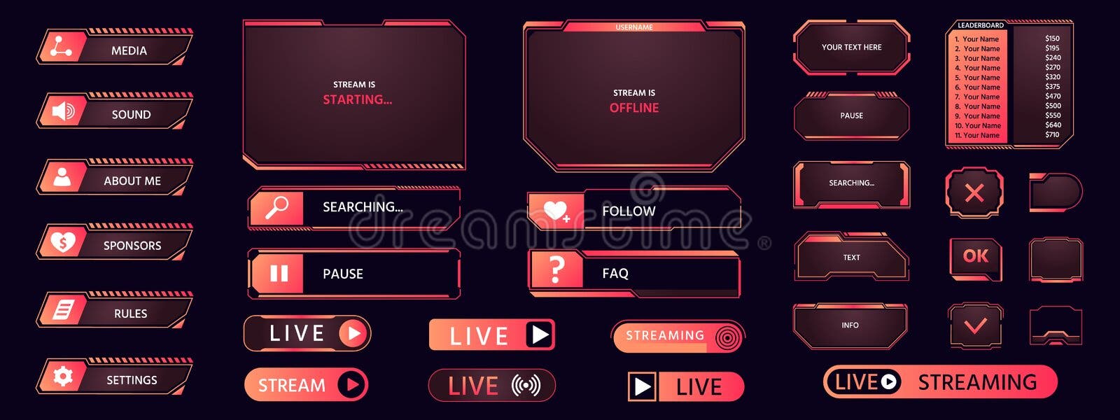 3D Game Frame UI Banner Shield, Victory Player Award Vector Background ...