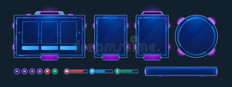 Game Frames and Buttons in Sci Fi Style Stock Vector - Illustration of ...
