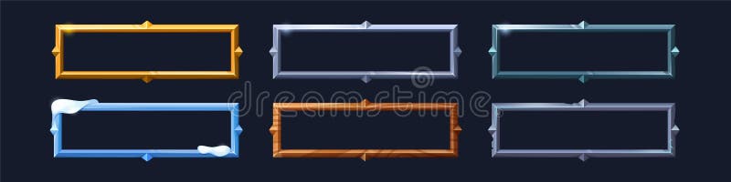 Game Frames with Gold, Silver, Wooden Texture Stock Vector ...