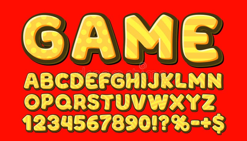 Game Fun Font Set Collection, Letters and Numbers Symbol. Vector ...