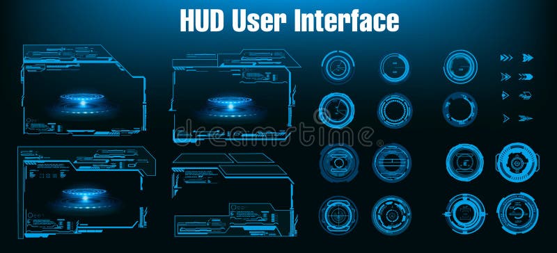 Game Futuristic User Interface HUD. Windows and Frames with Cyber-style ...