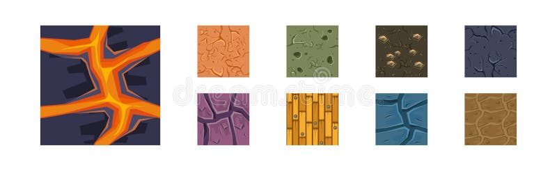 Game Ground Pattern and Land Top View Texture Vector Set Stock Vector ...