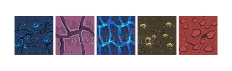 Game Ground Pattern and Land Top View Texture Vector Set Stock Vector ...