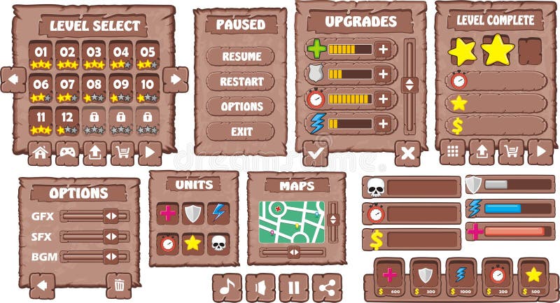 Game gui 8 stock vector. Illustration of complete, pieces - 65892859