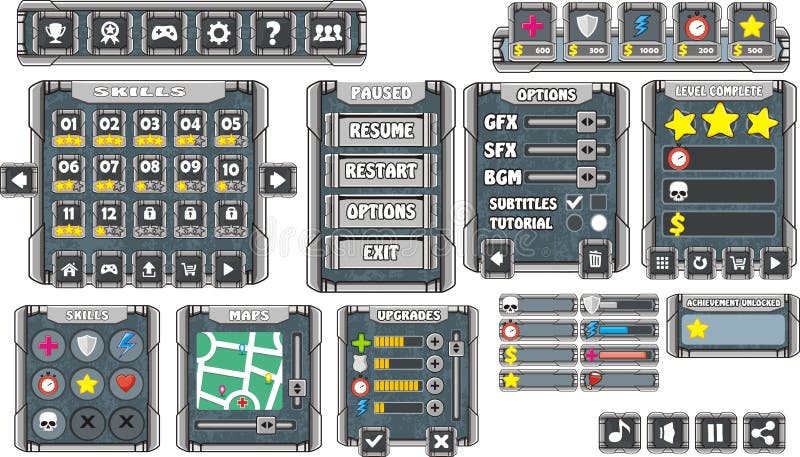 Game gui 9 stock vector. Illustration of signs, game - 65892865