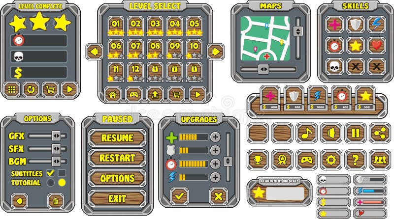 Game gui 14 stock vector. Illustration of color, pieces - 65892908