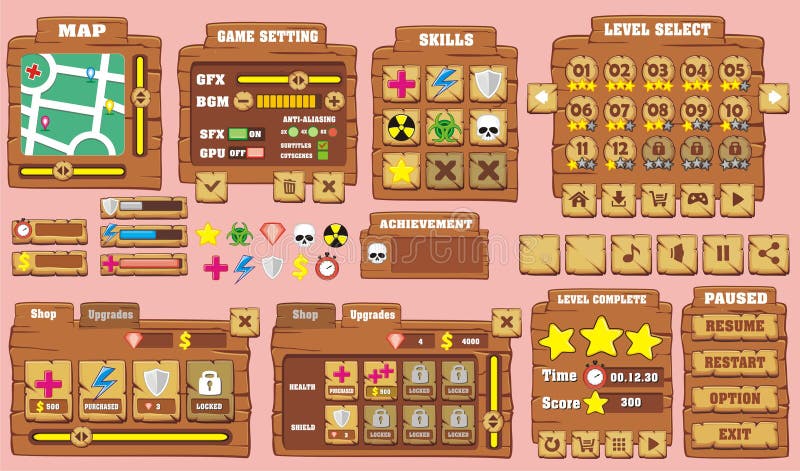 Game gui 27 stock vector. Illustration of games, mobile - 65893860