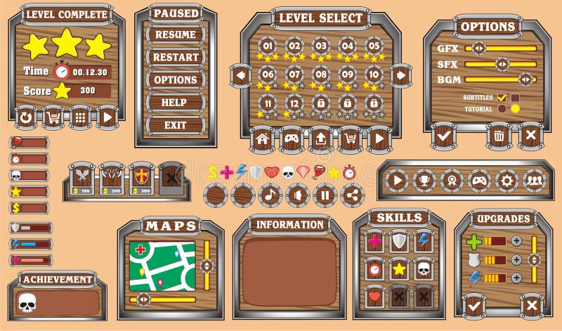 Game gui 32 stock vector. Illustration of element, progress - 65894182