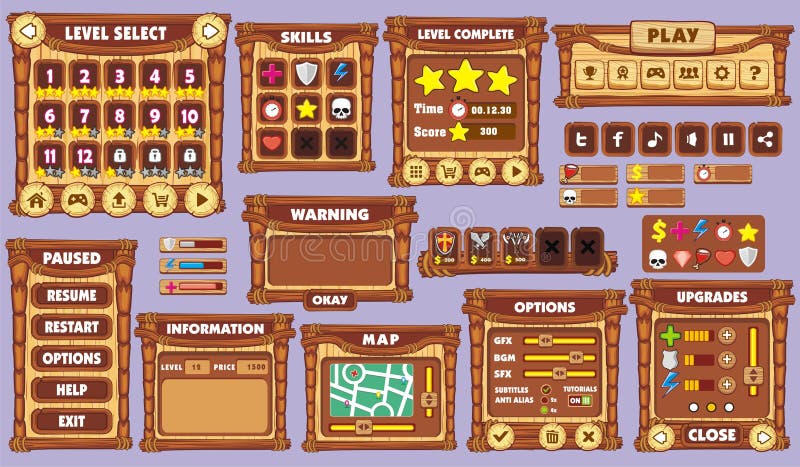 Game gui 44 stock vector. Illustration of resource, maps - 65894614