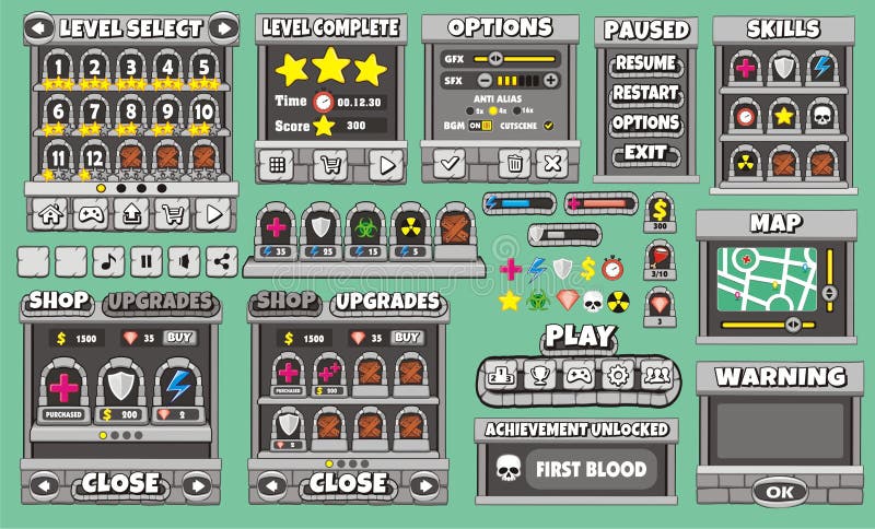 Game gui 15 stock vector. Illustration of build, play - 65892926