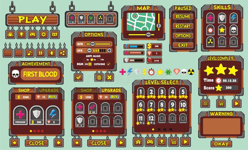 Game gui 49 stock vector. Illustration of resource, play - 65894661