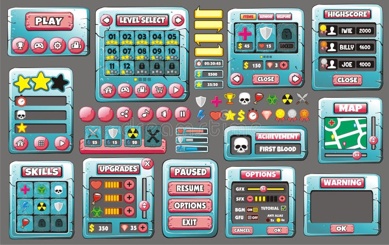 Game gui 56 stock vector. Illustration of interface, design - 65895925
