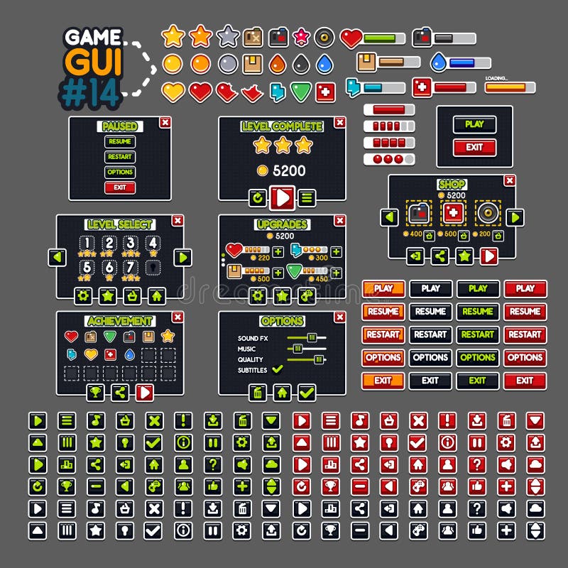 Game GUI #7 editorial stock image. Illustration of button - 142633979