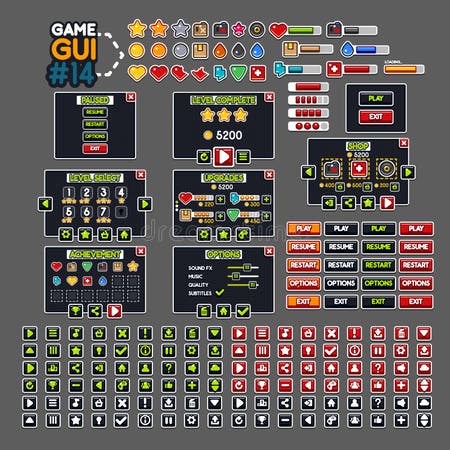 Game GUI #14 editorial stock image. Illustration of shield - 142635159