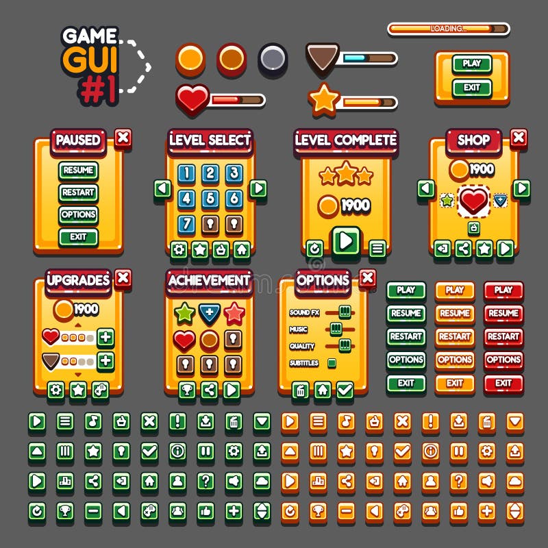 Game GUI #29 stock vector. Illustration of orange, comics - 142637819