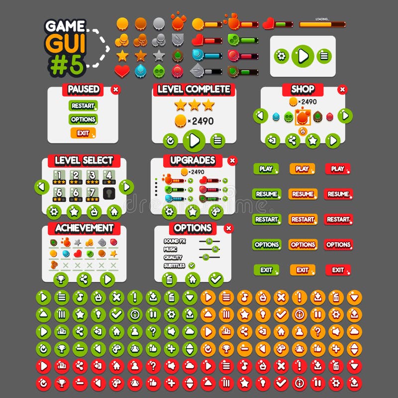 Game GUI #7 editorial stock image. Illustration of button - 142633979