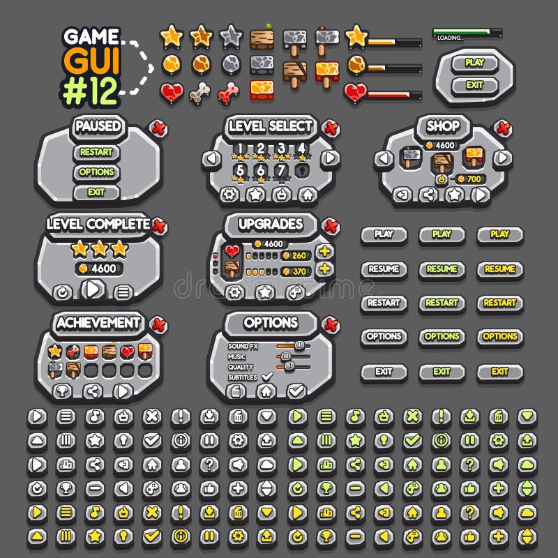 Game GUI 6 editorial stock photo. Illustration of level - 142633883