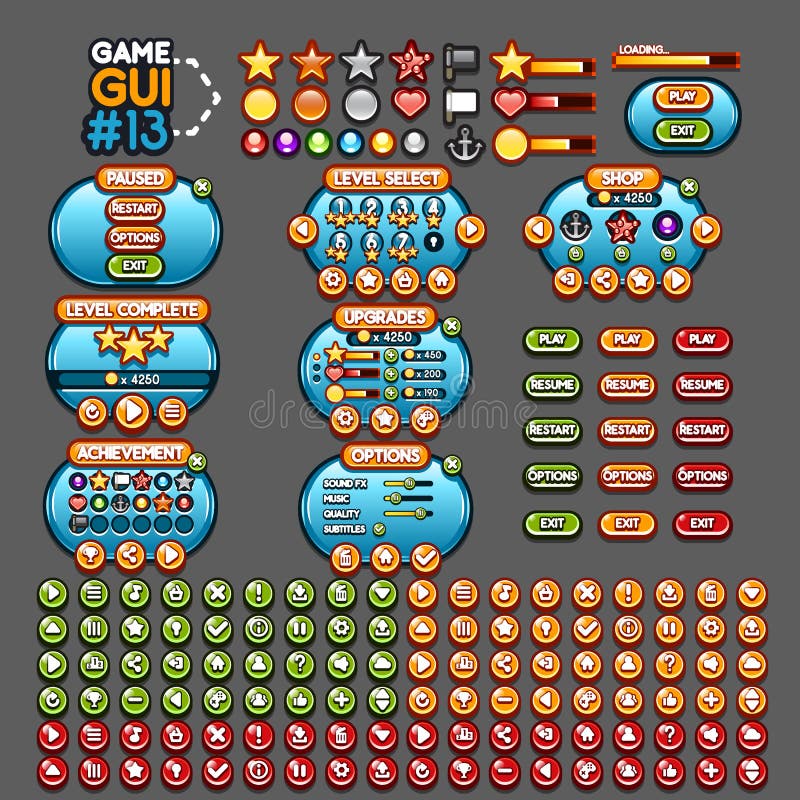 Game GUI #7 editorial stock image. Illustration of button - 142633979