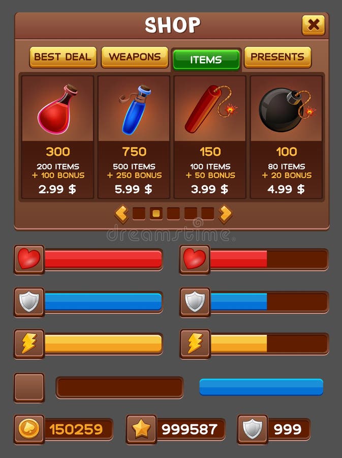 Game GUI pack stock vector. Illustration of board, collection - 95438393