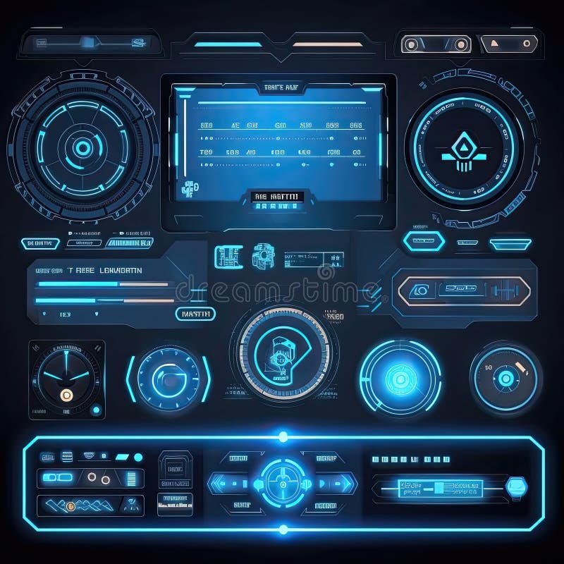 Game Hud Elements Ai Generated Stock Image - Image of interface, design ...