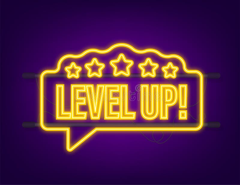 Game Icon Bonus. Level Up Icon, New Level Logo. Neon Icon Stock Vector ...