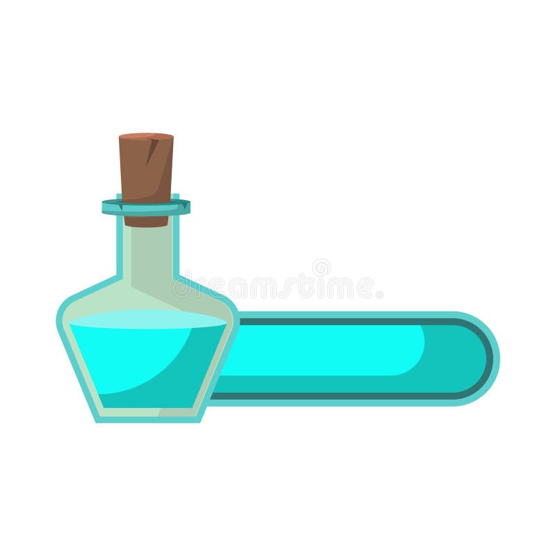 Game Icon of Bottle with Poison or Elixir and Status Indicator. GUI Bar ...