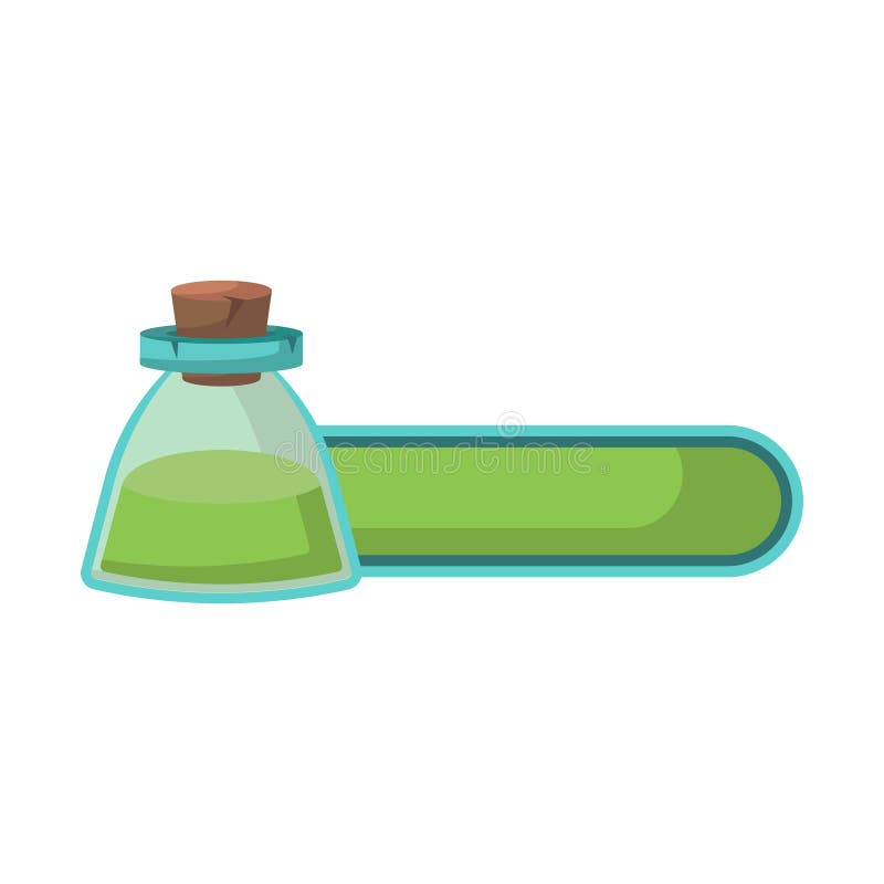 Game Icon of Bottle with Poison or Elixir and Status Indicator. GUI Bar ...