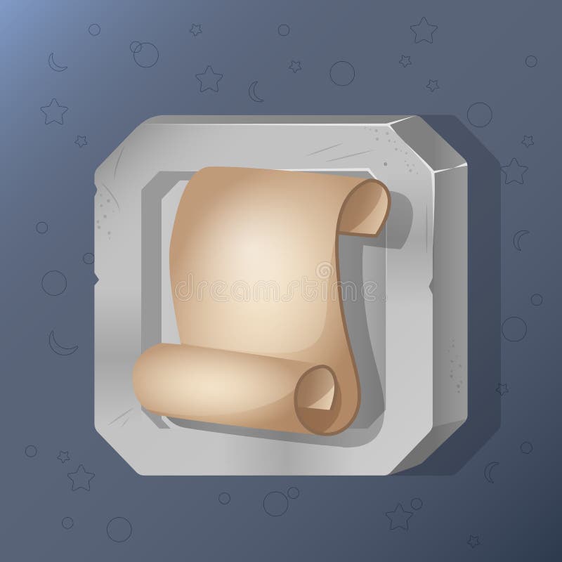 Game Icon of Magic Scroll in Cartoon Style. Bright Design for App User ...