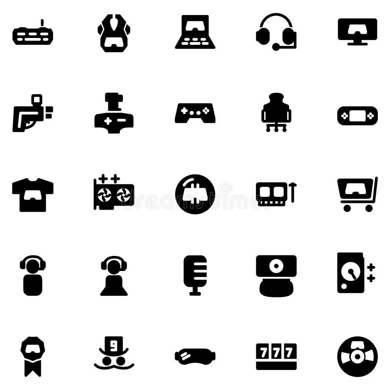 Game Icon Set Design Solid Style Logo and Presentation Template Stock ...