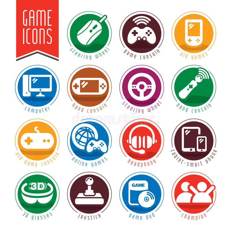 Game icon set. stock illustration. Illustration of monitor - 65183567