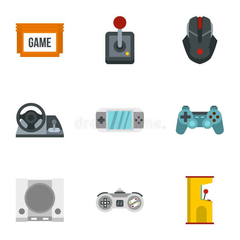 Flat Gaming Gear Icon Set stock vector. Illustration of equipment ...
