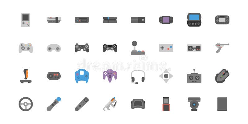 Game Icons Vector Set of Console Gaming Stock Vector - Illustration of ...
