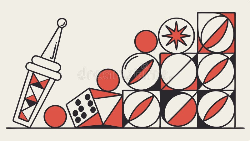 Game Illustration with Dice, Tokens, and Geometric Patterns Vector ...