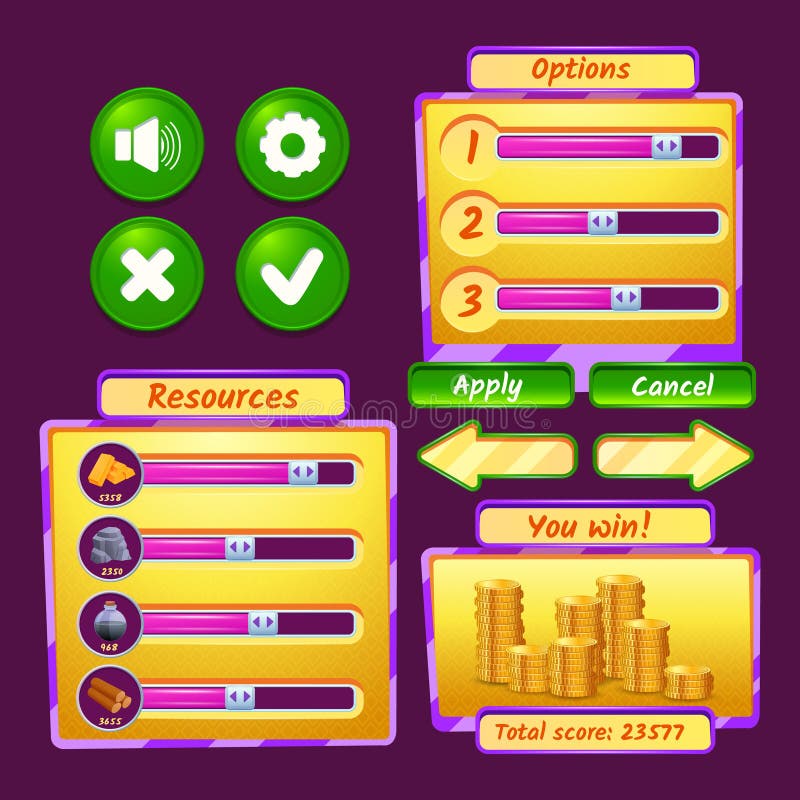 Game Interface Icons stock vector. Illustration of elements - 56297746