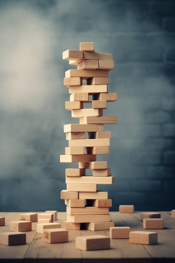 Game Jenga Wooden Cubes on a Light Background. Stock Photo - Image of ...