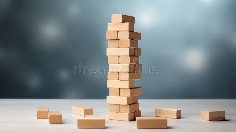 Game Jenga Wooden Cubes on a Light Background. Stock Image - Image of ...