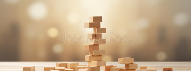 Game Jenga Wooden Cubes on a Light Background. Stock Photo - Image of ...