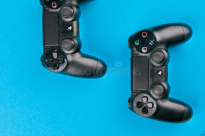 Game Joystick. Playstation. on a Blue Background Top View. the New Sony ...