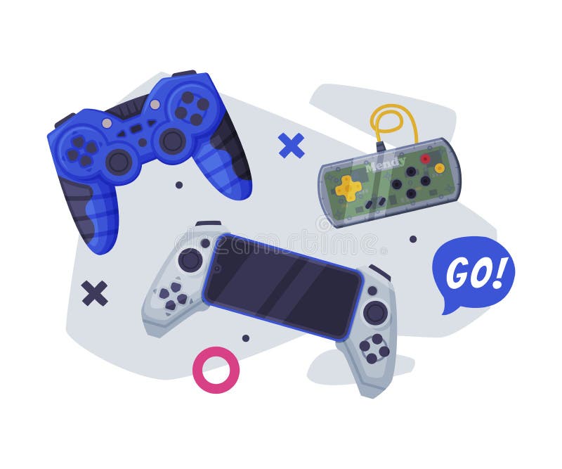 Game Joysticks, Modern and Retro Gamepads Controllers Set Vector ... Game Joysticks, Modern and Retro Gamepads Controllers Set Vector ...